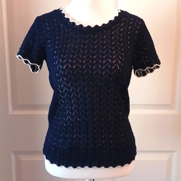 Cuddle Knit | Sweaters | Vintage Cuddle Knit Womens Navy Crochet ...